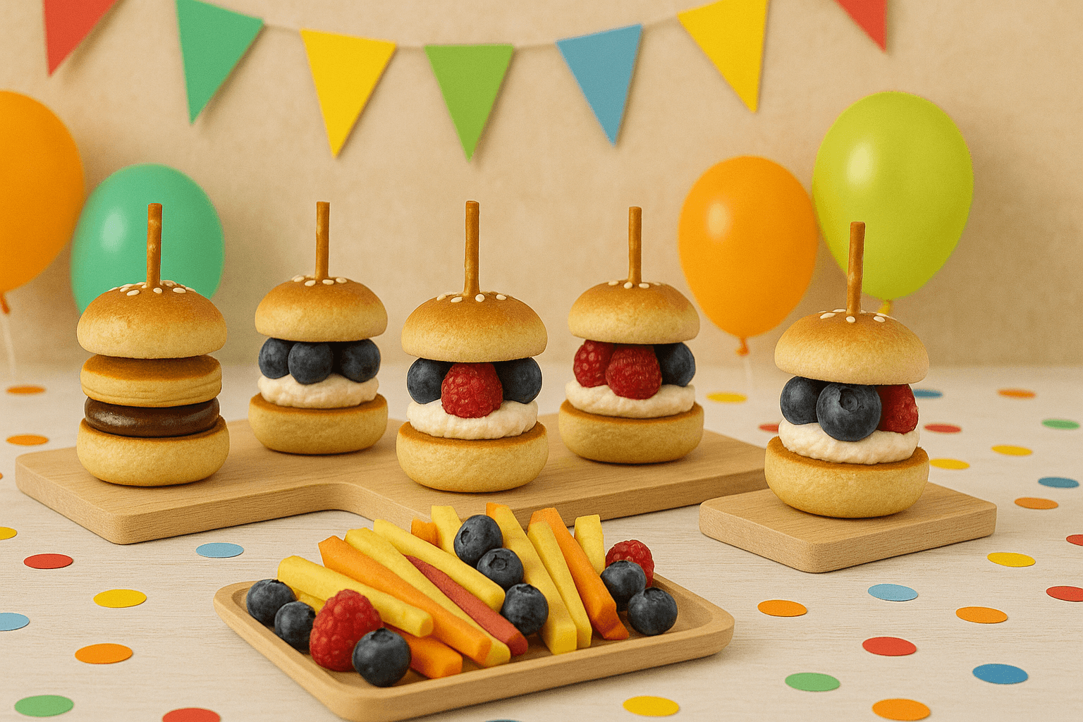 Mini Burger Kindergeburtstag Rezept: Süße Pancake-Burger